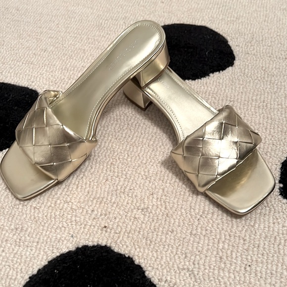 Marc Fisher | Shoes | Nwot Marc Fisher Gold Braided Block Heel Sandal ...